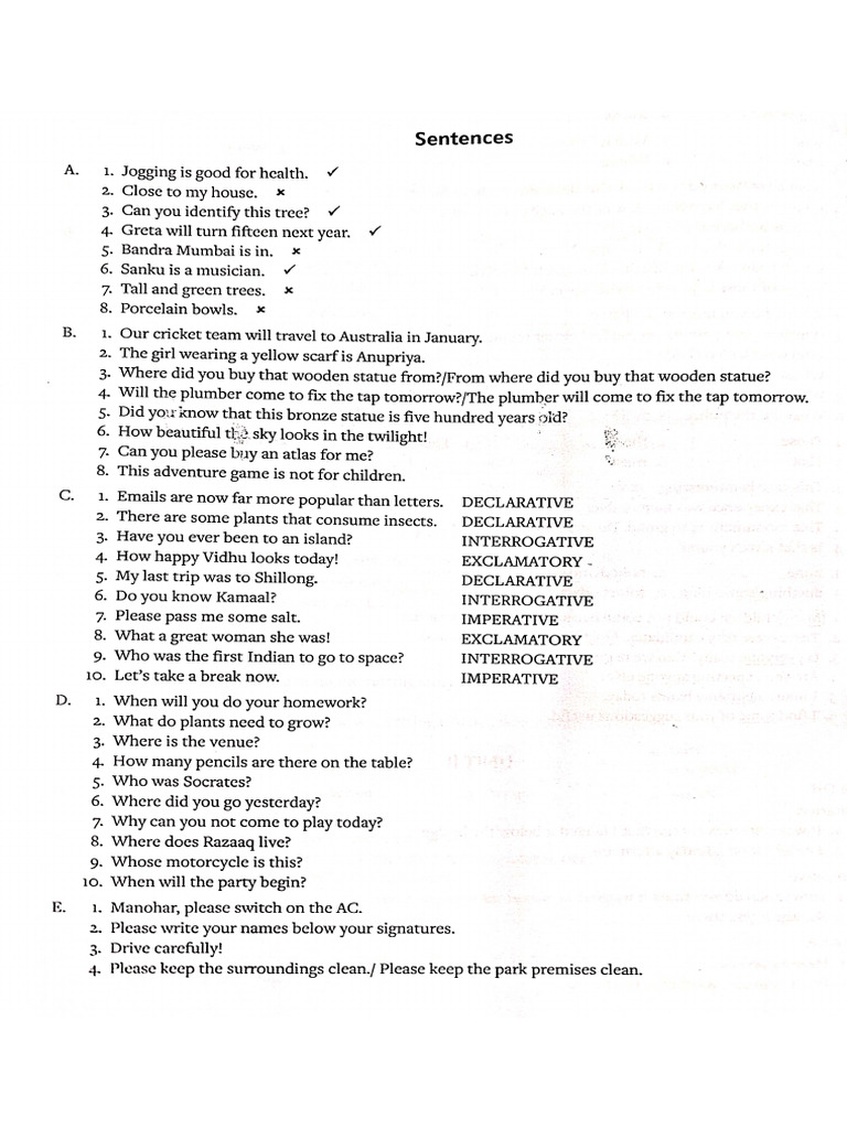 English Grammar Answers - UT1 Portion | PDF