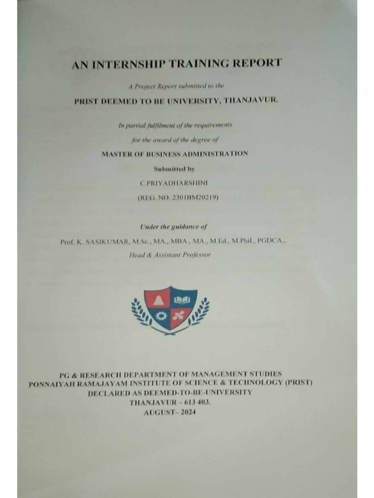 Internship Project Format | PDF