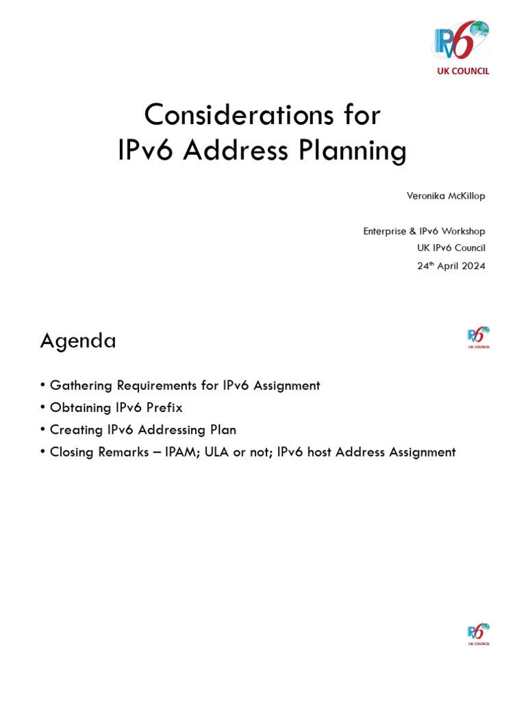 03 IPv6-Address-planning VMcKillop Final | PDF | I Pv6 | Ip Address