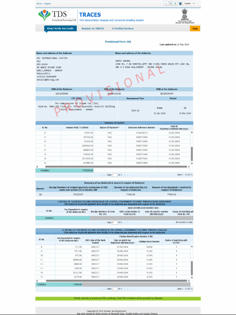 TRACES TDS 8 To 16 | PDF