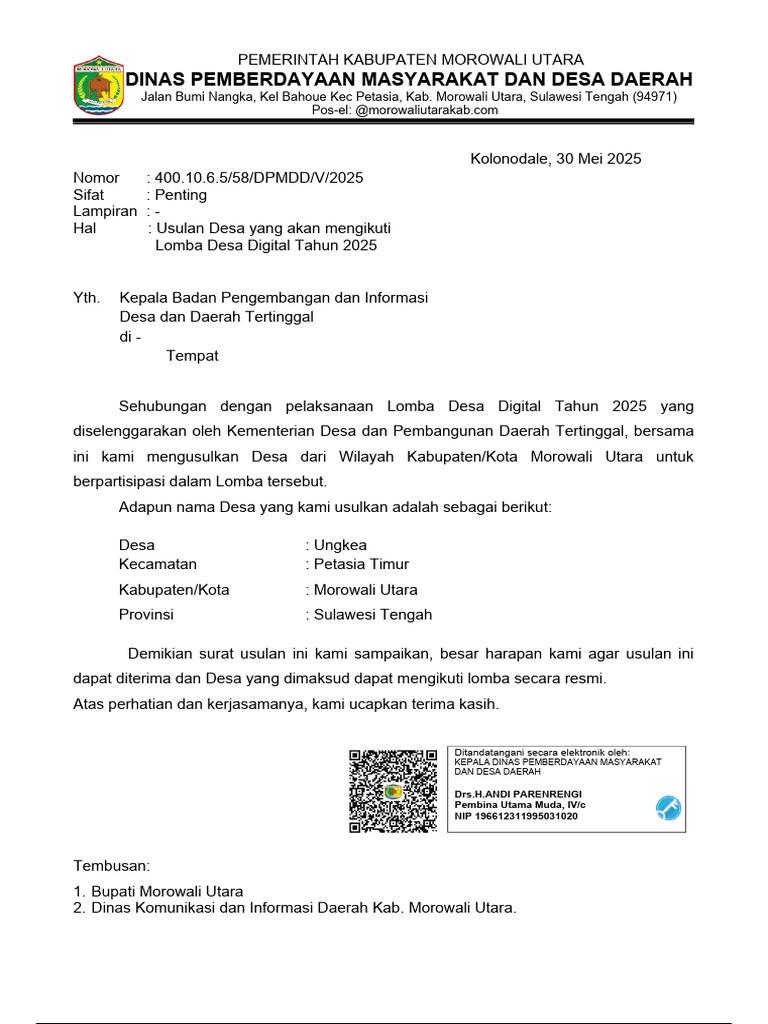 Rekomendasi Usulan Desa Digital DPMD | PDF