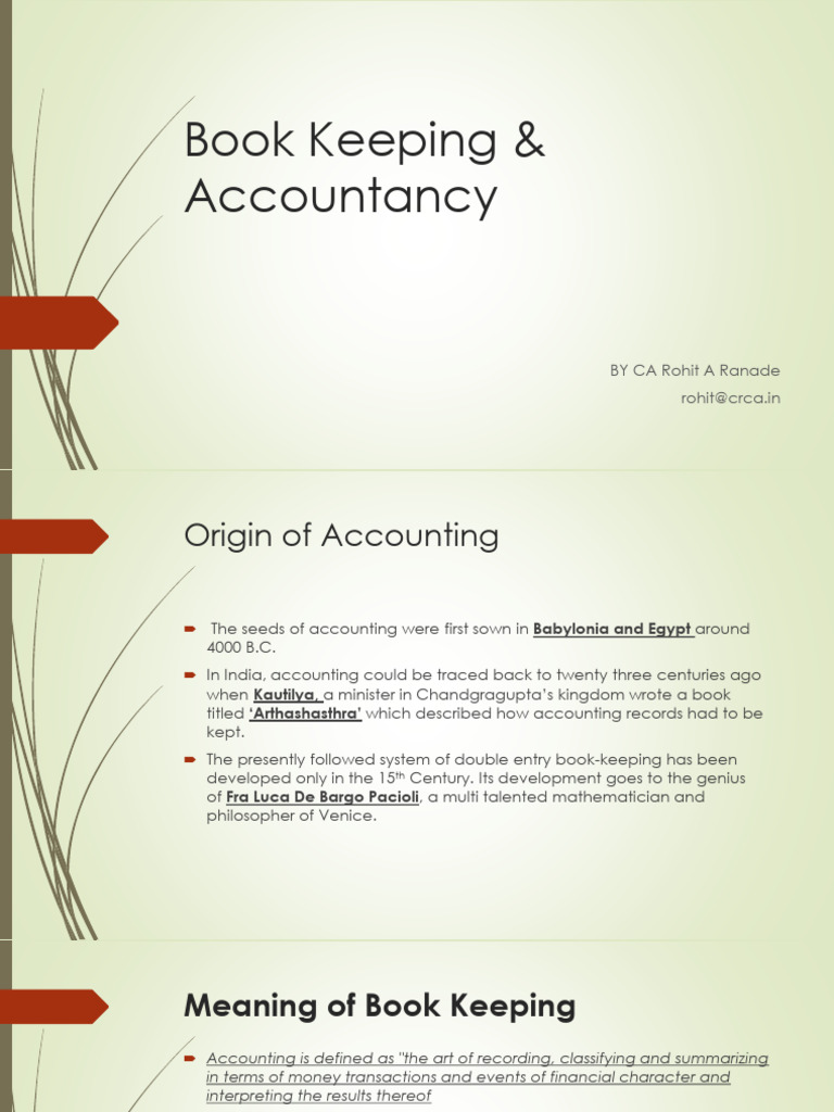 Bookkeeping & Accountancy Overview | PDF | Debits And Credits | Bookkeeping