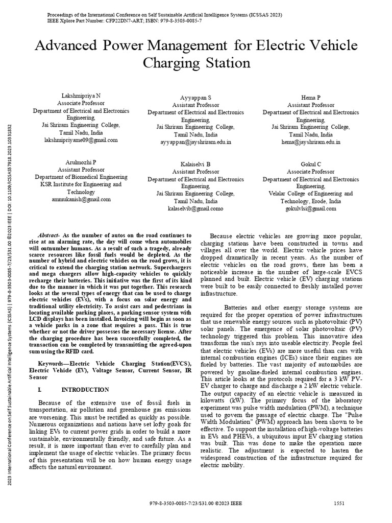 Advanced Power Management For Electric Vehicle Charging Station | PDF ...
