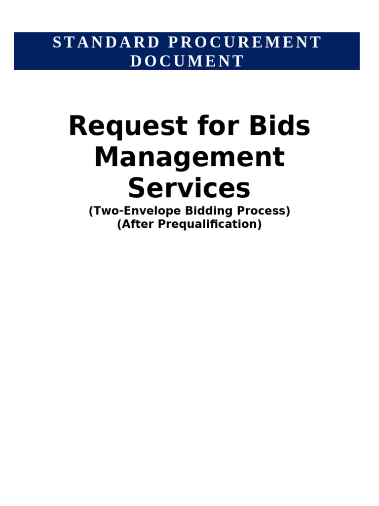 SPD RFB Management Services Feb 2025 | PDF | International Development Association | Public Utility