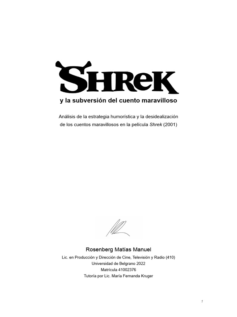 Shrek: Humor y subversión en cuentos | PDF | La compañía Walt Disney
