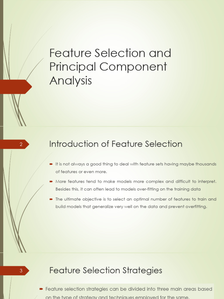 Lesson 7-Feature Selection and Principal Component Analysis | PDF | Principal Component Analysis ...