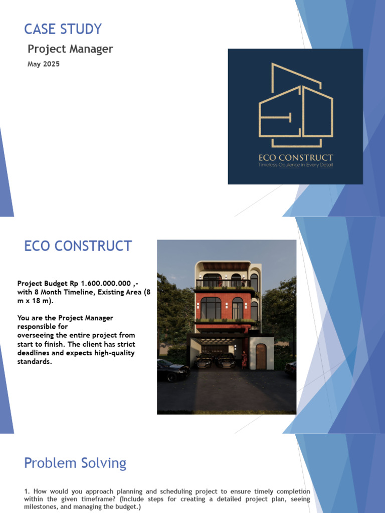 Eco Construct - Project Manager Study Case - Dody Wijaya Kusuma (Dwi Kusuma) | PDF