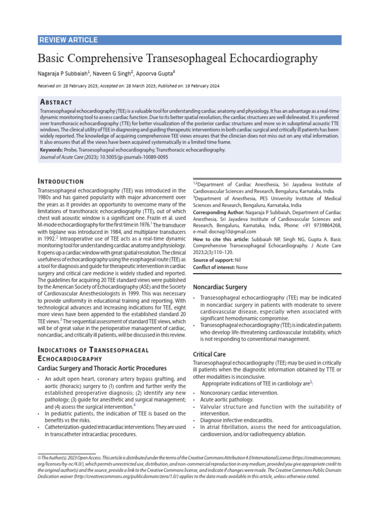 Basic Comprehensive Transesophageal Echocardiograp | PDF | Aorta ...