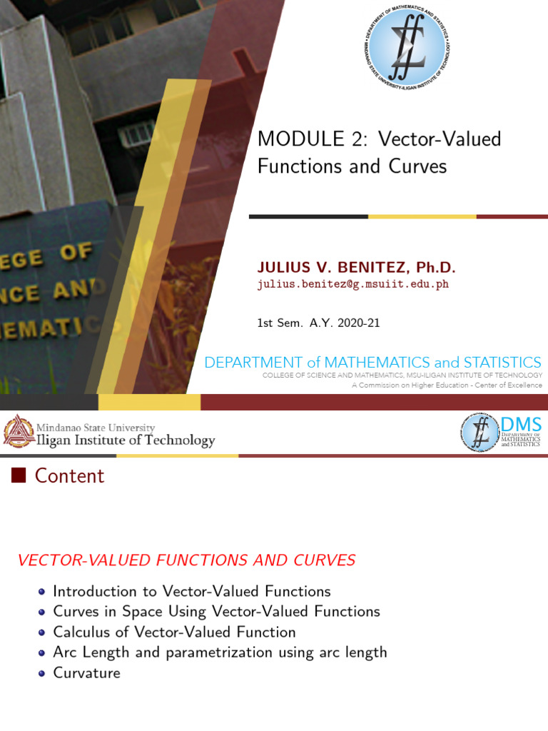 Module 2 Vector Valued Function | PDF | Function (Mathematics) | Curve