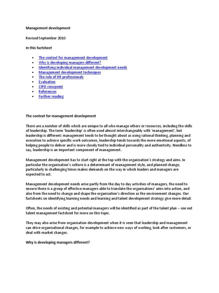 17 Management Development Cipd | PDF | Mentorship | Leadership