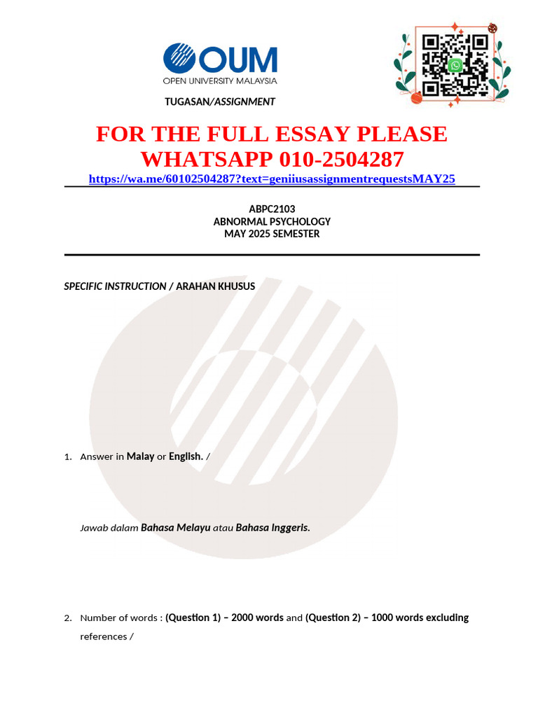 ABPC2103 Abnormal Psychology | PDF