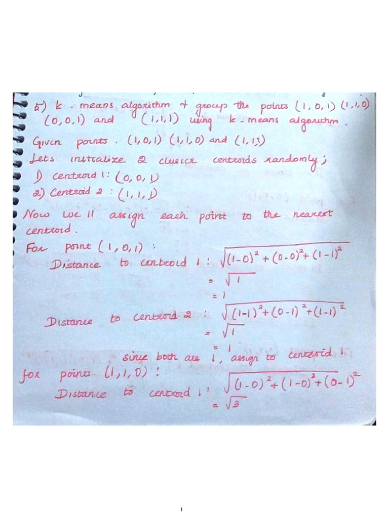 K-Means Algorithm Sum | PDF