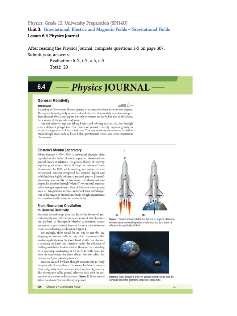 Lesson 6.4 Physics Journal - General Relativity | PDF | General ...