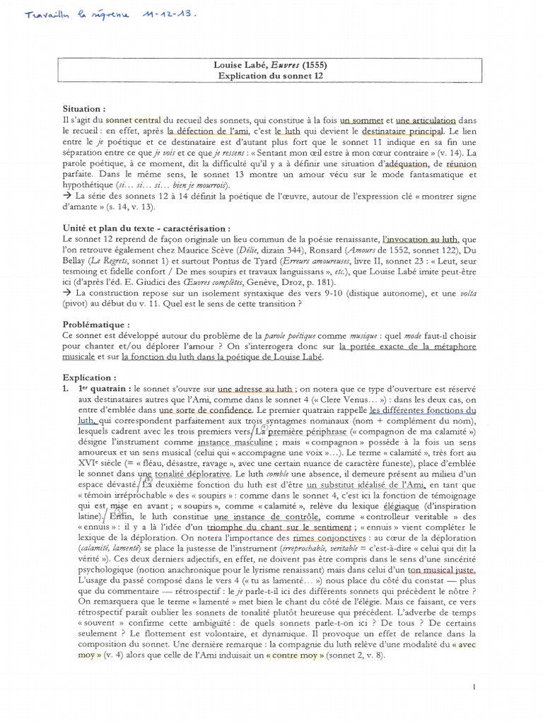 Labe Sonnet 12 | PDF