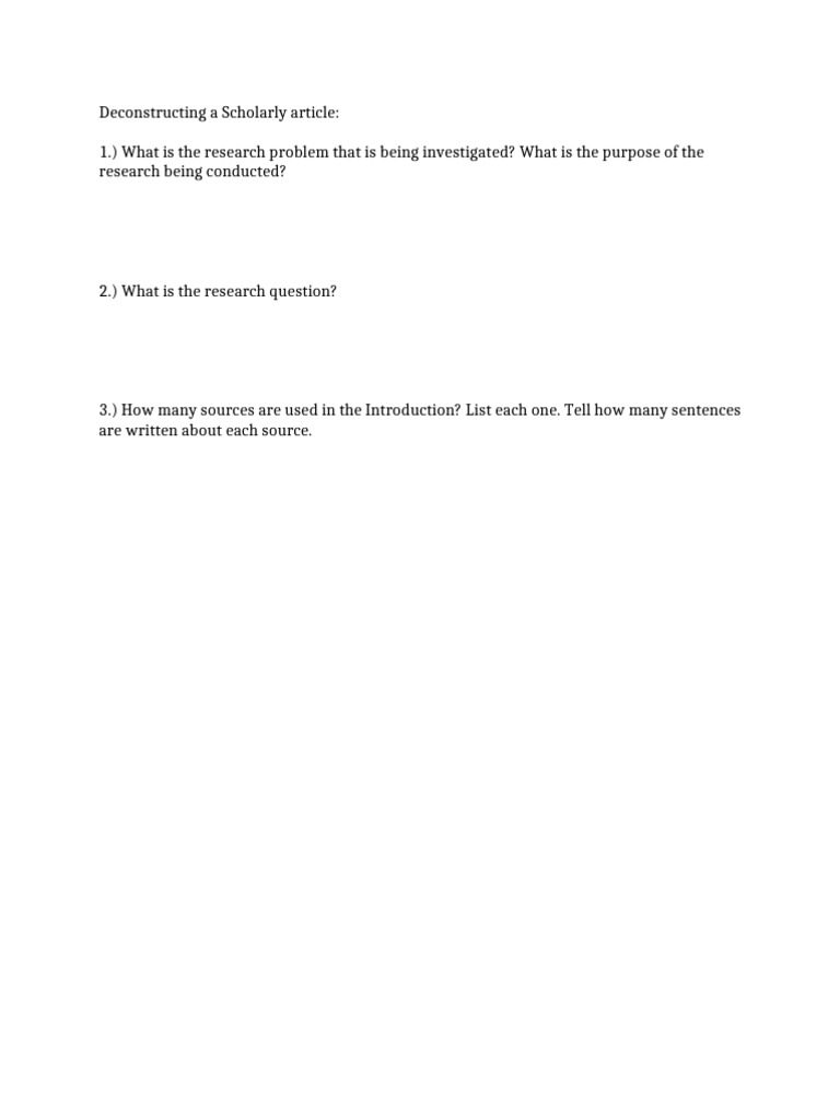 Deconstructing A Scholarly Article | PDF