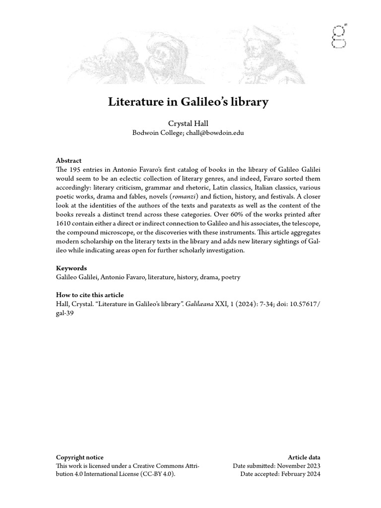 Galileo's Literary Library Insights | PDF | Galileo Galilei