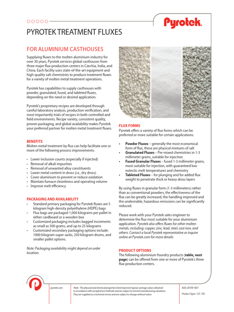 Aluminium Flux Options by Pyrotek | PDF | Aluminium | Sodium