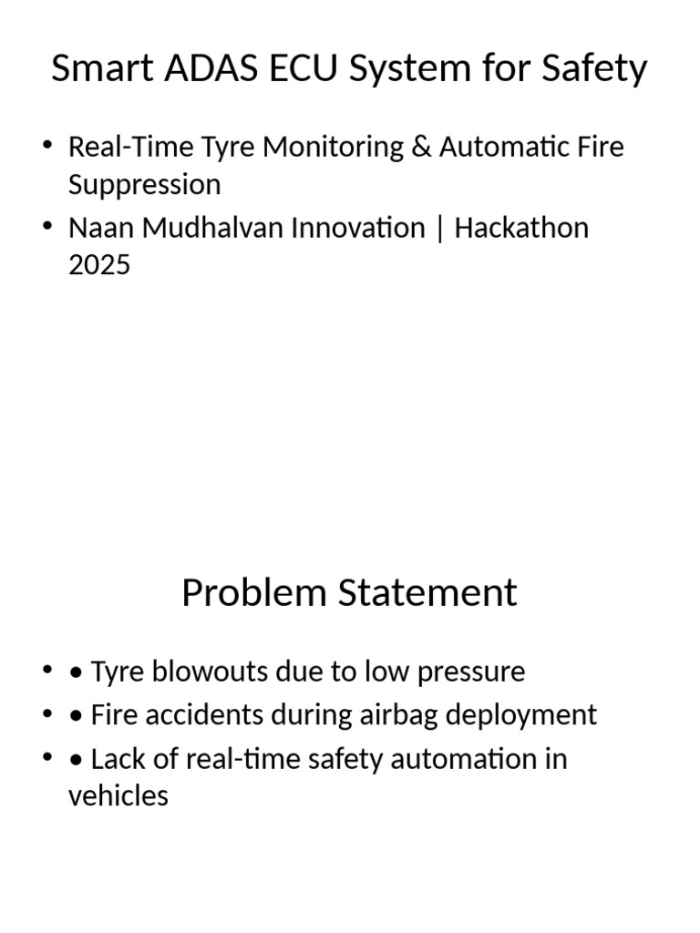 ADAS ECU Naan Mudhalvan Hackathon | PDF