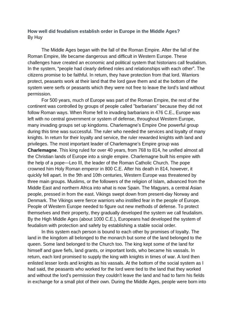 Feudalism in Europe in The Middle Ages | PDF | Middle Ages | Feudalism