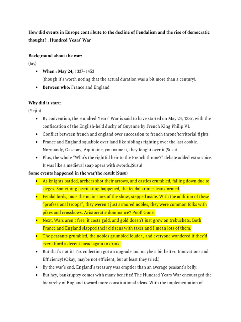 Social Studies - Hundred Years' War | PDF | Middle Ages | Warfare Of ...