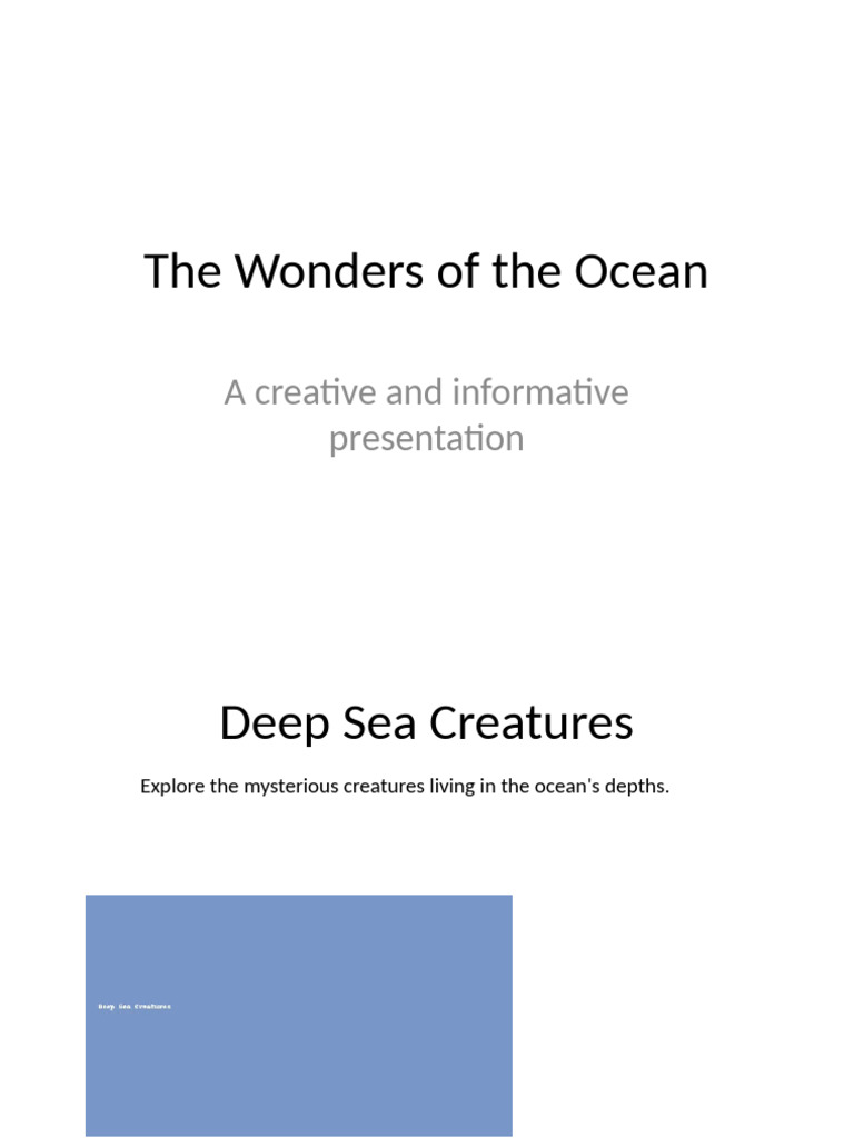 Discover Ocean Wonders: Creatures & Ecosystems | PDF