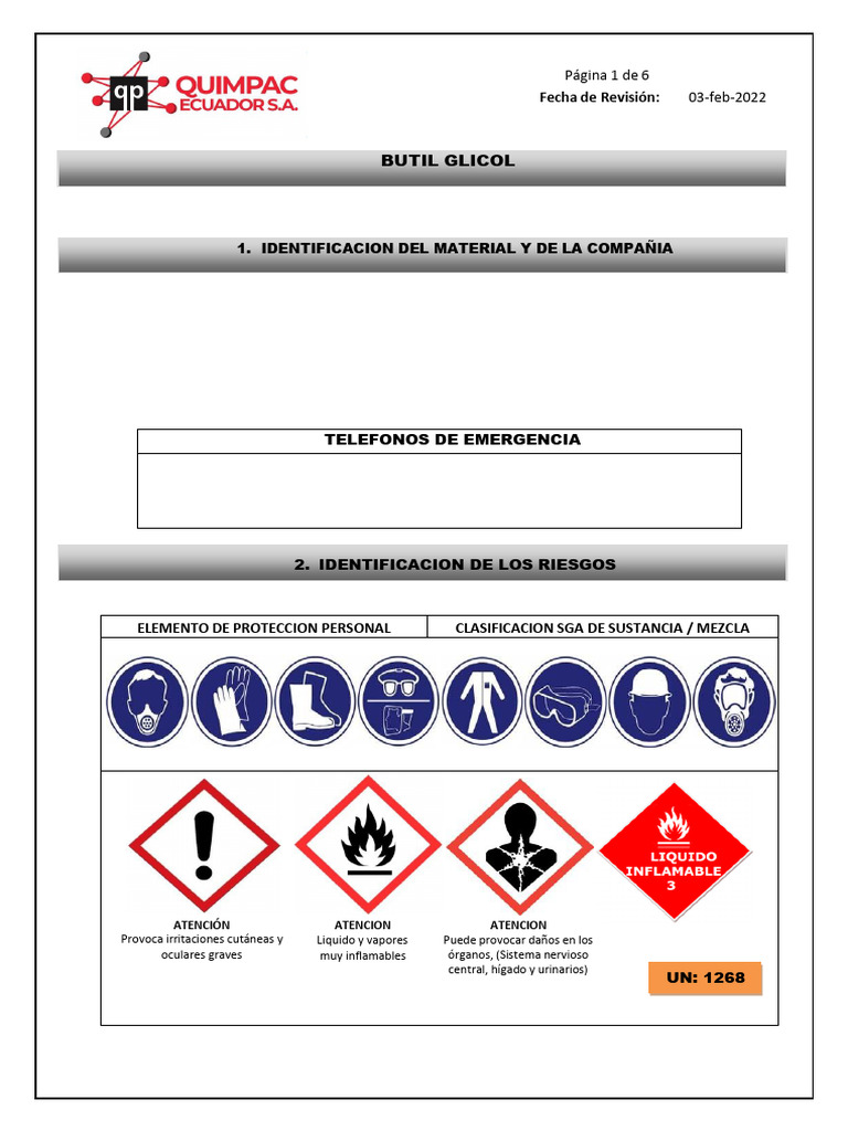 HS 20 Butil Glicol | PDF | Agua | Combustión