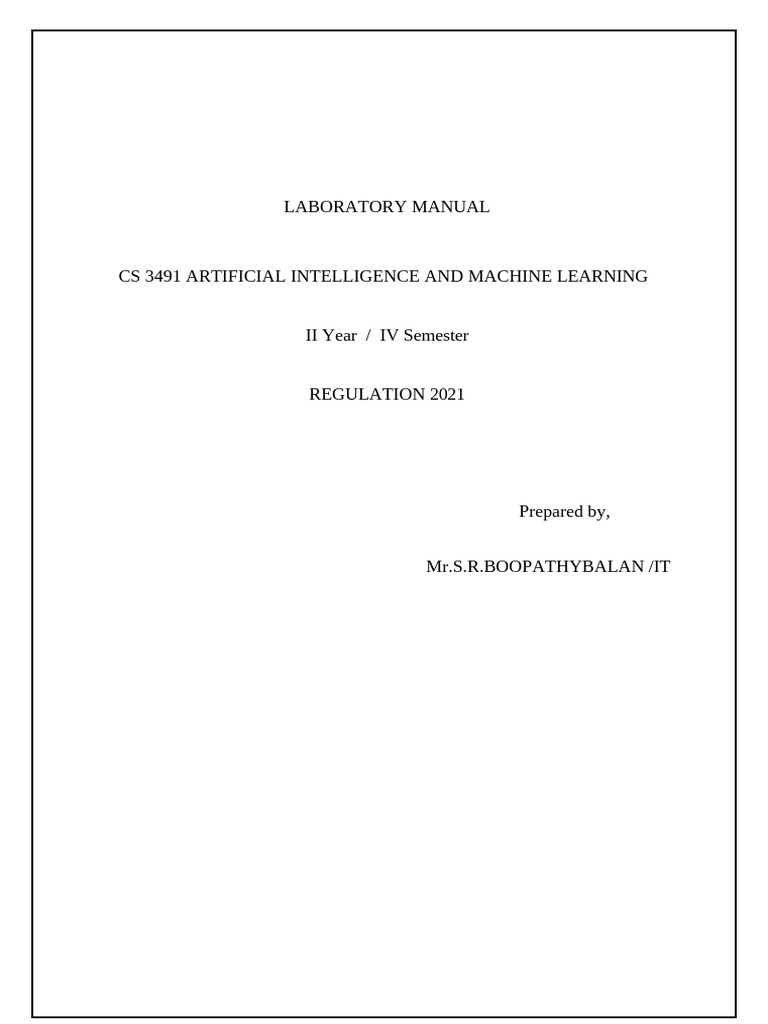 Cs 3491 Ai ML Lab Manual | PDF | Bayesian Network | Regression Analysis
