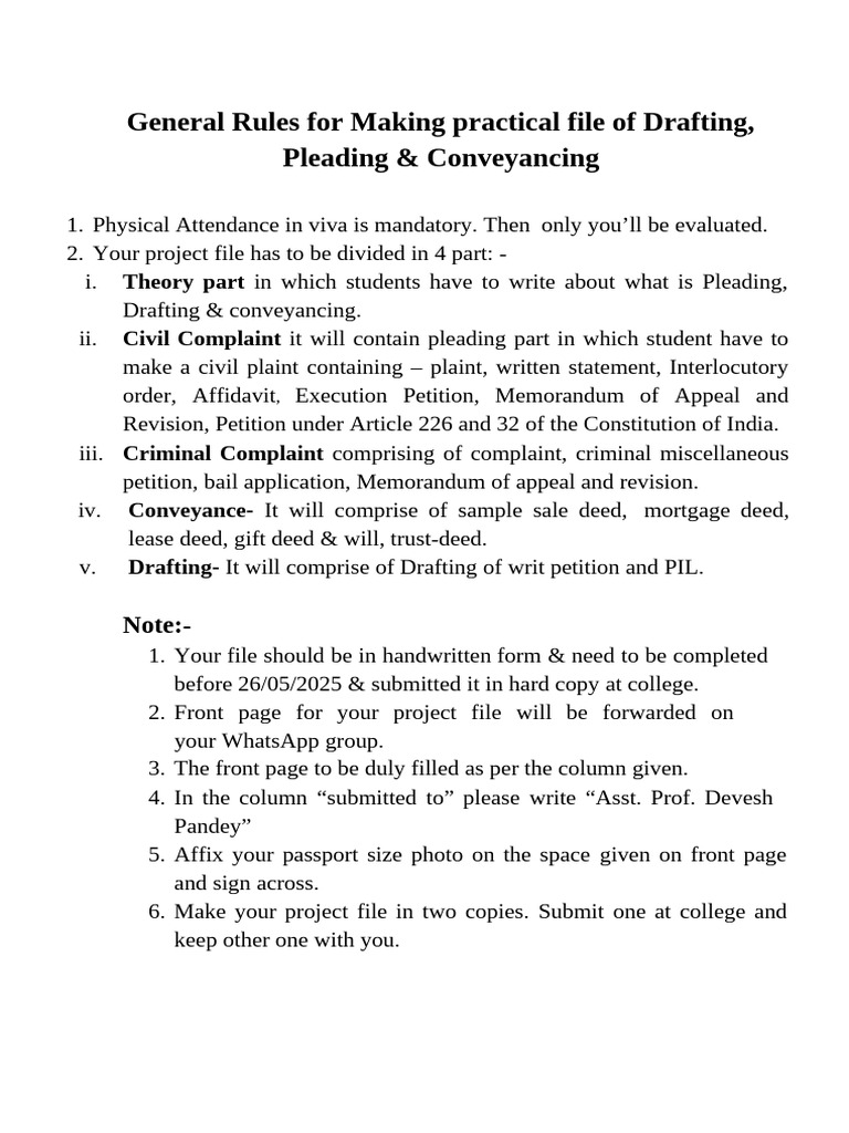 Genral Rules For Practical File Iof Drafting Pleading-1 | PDF