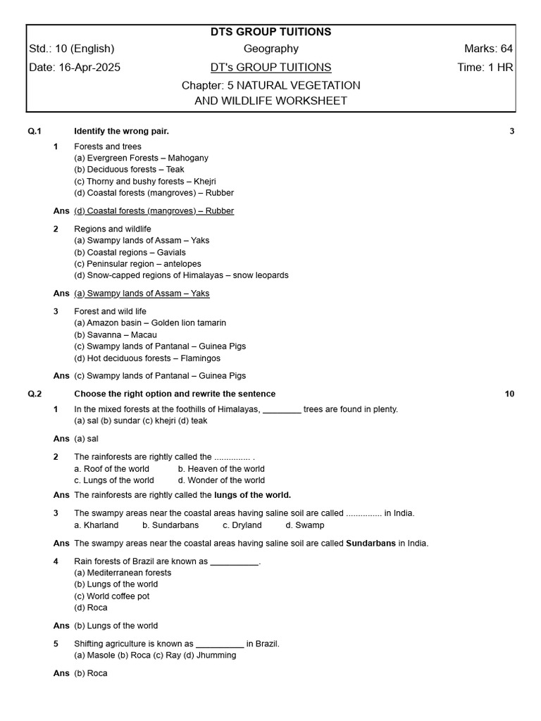 Natural Vegetation and Wildlife Overview | PDF | Forests | Swamp