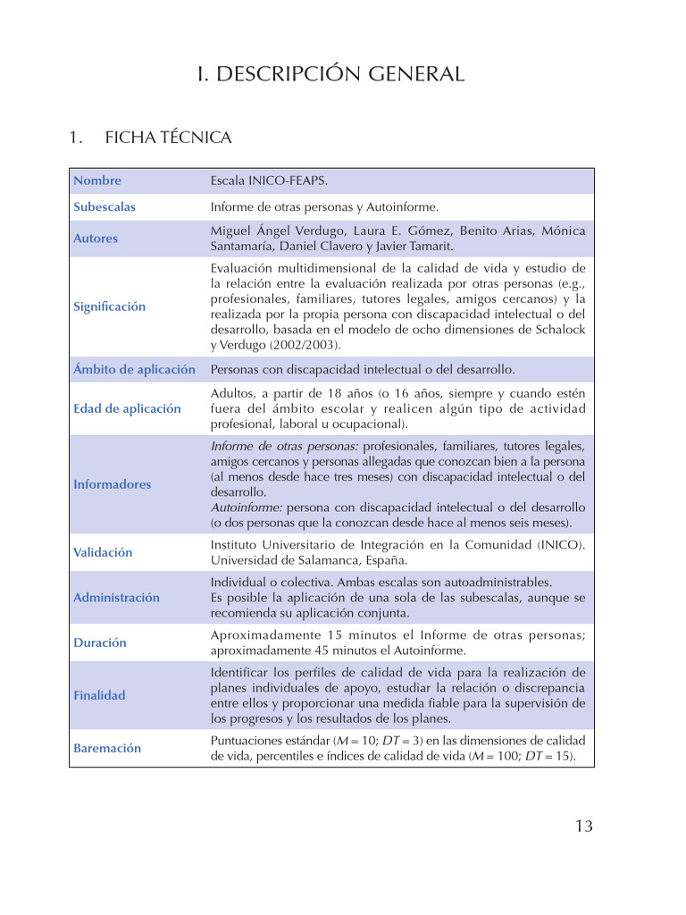 Escala Inico - Feaps | PDF | Sicología