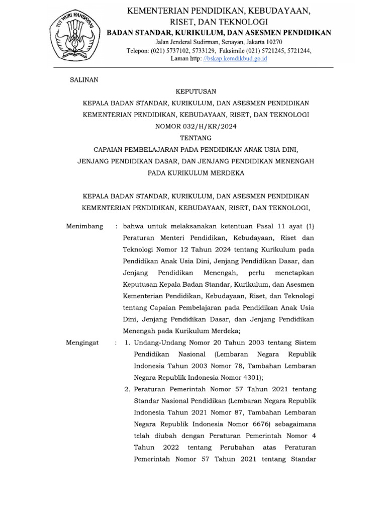 SK Bskap Nomor 032hkr2024 - CP Informatika | PDF