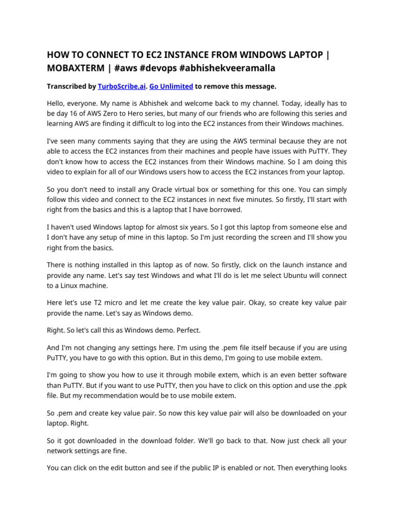 How To Connect To Ec2 Instance From Windows Laptop - Mobaxterm - #Aws #Devops # ...