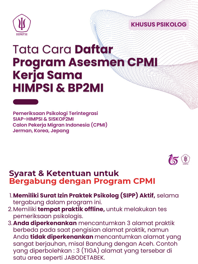 Panduan Pendaftaran Psikolog CPMI | PDF