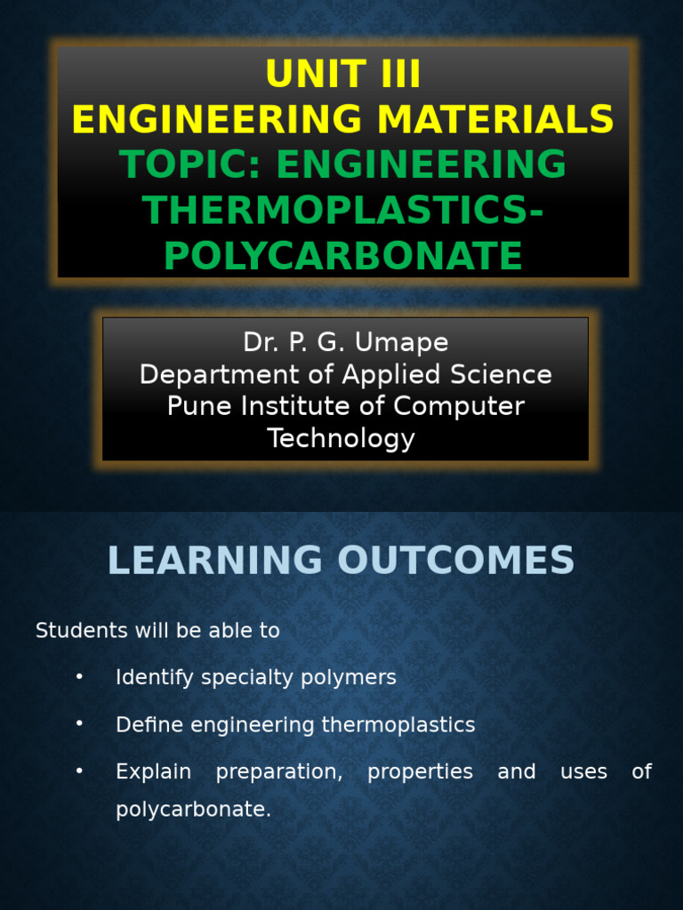 1 Polycarbonate | PDF | Thermoplastic | Plastic
