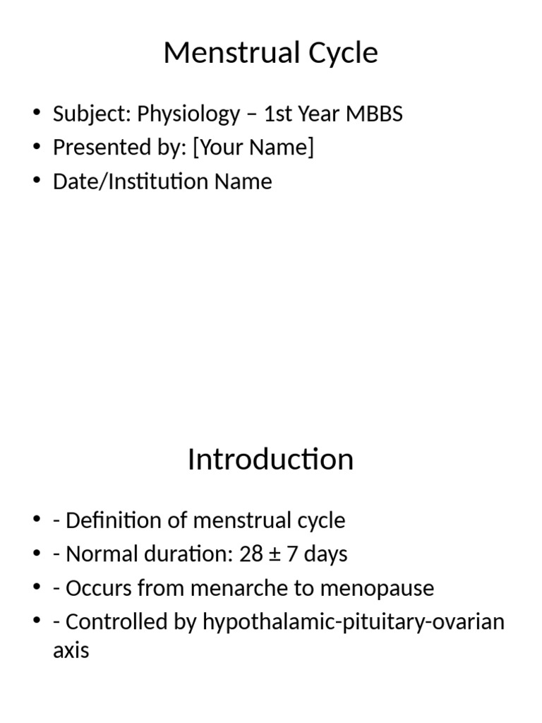 Menstrual Cycle MBBS Physiology | PDF