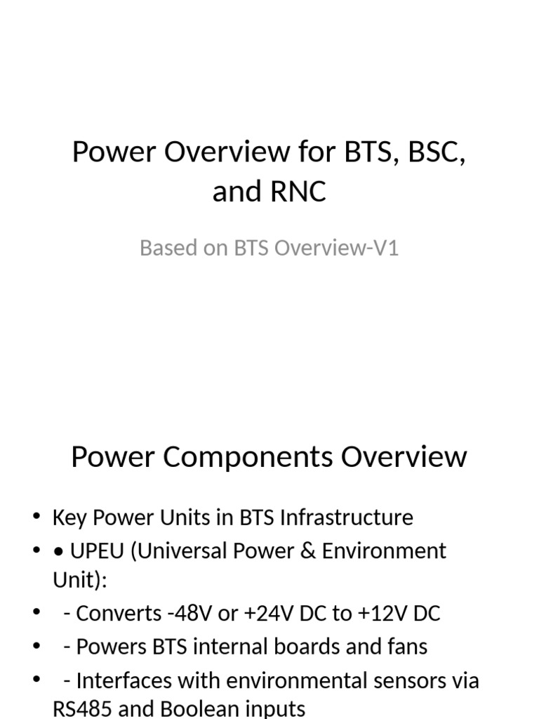 BTS BSC RNC Power Overview | PDF