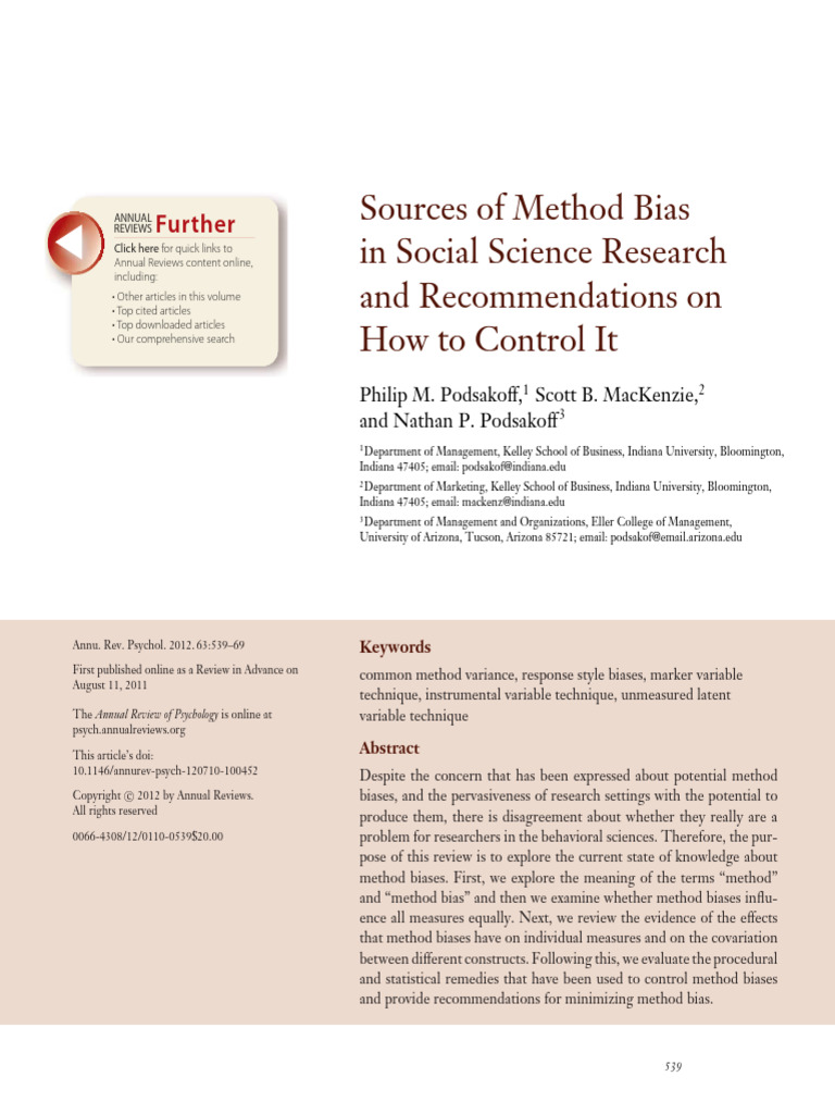 Sources of Method Bias | PDF | Dependent And Independent Variables ...
