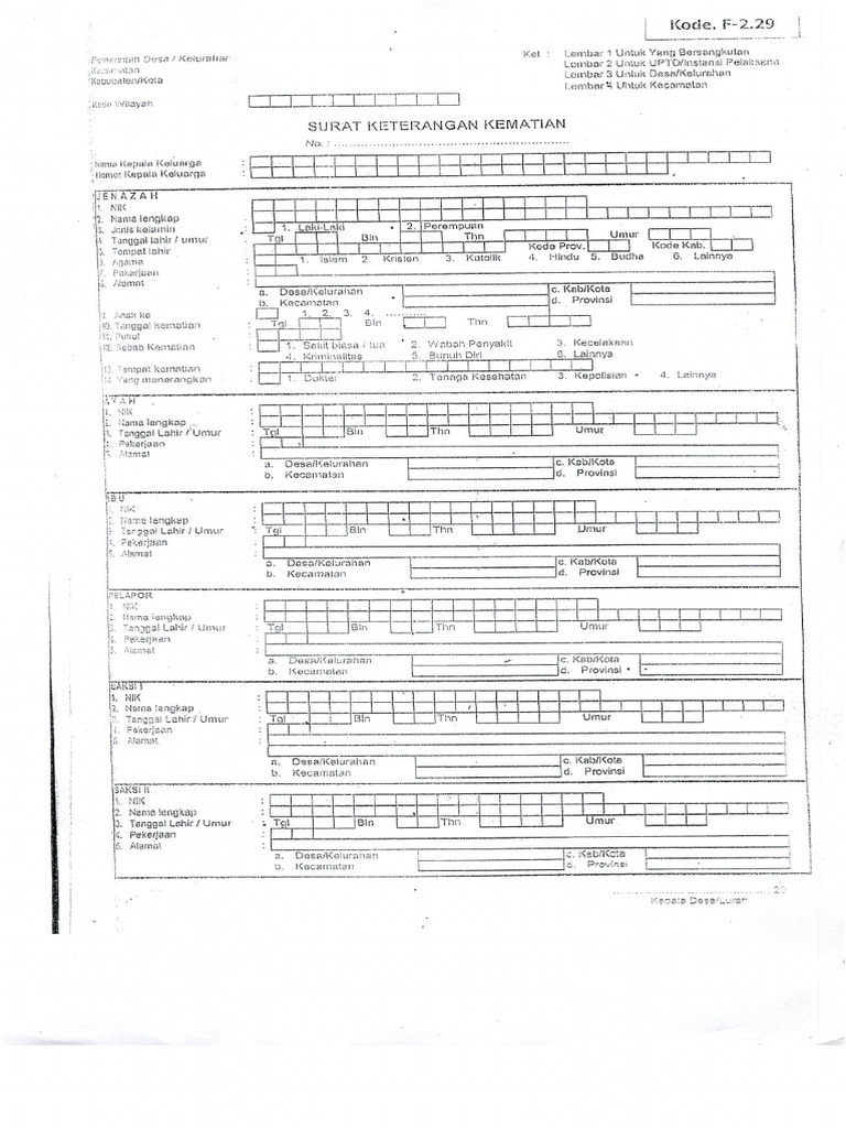 Formulir Surat Keterangan Kematian - 0001 | PDF
