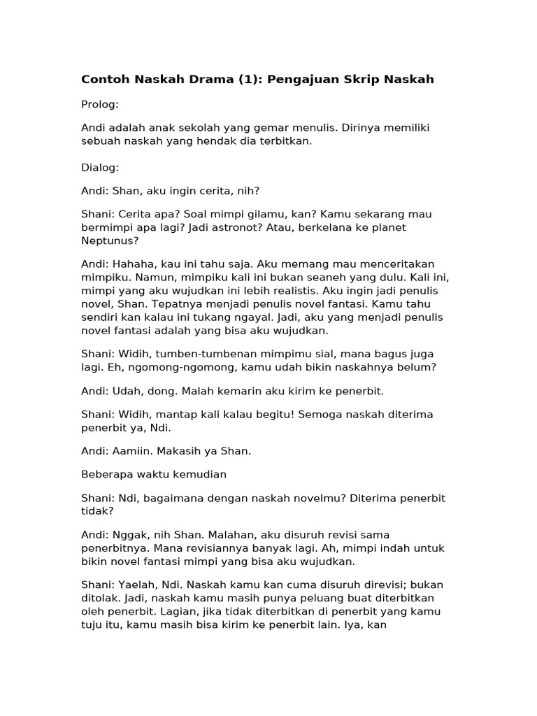 Contoh Naskah Drama Fantasi | PDF