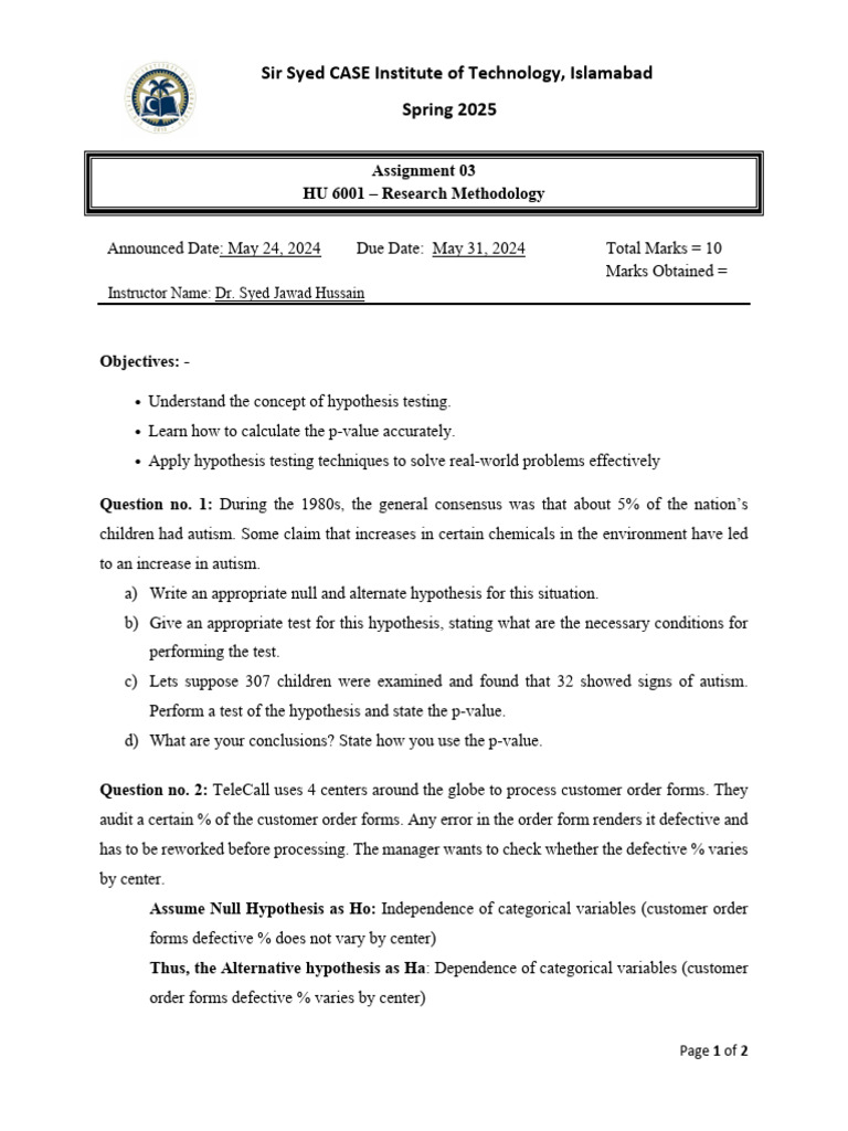 Assignment 03 - RM - 297266826 | PDF | P Value | Null Hypothesis