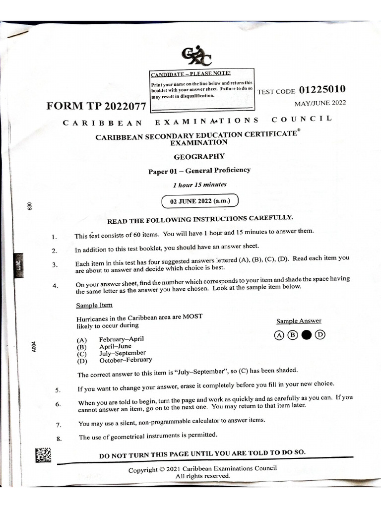 CSEC Geography Paper 1 | PDF | Natural Environment | Earth Sciences