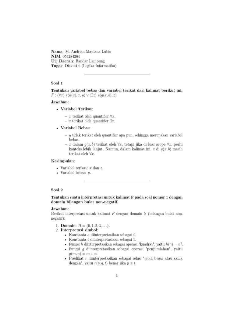 Diskusi 6 Logika Informatika | PDF