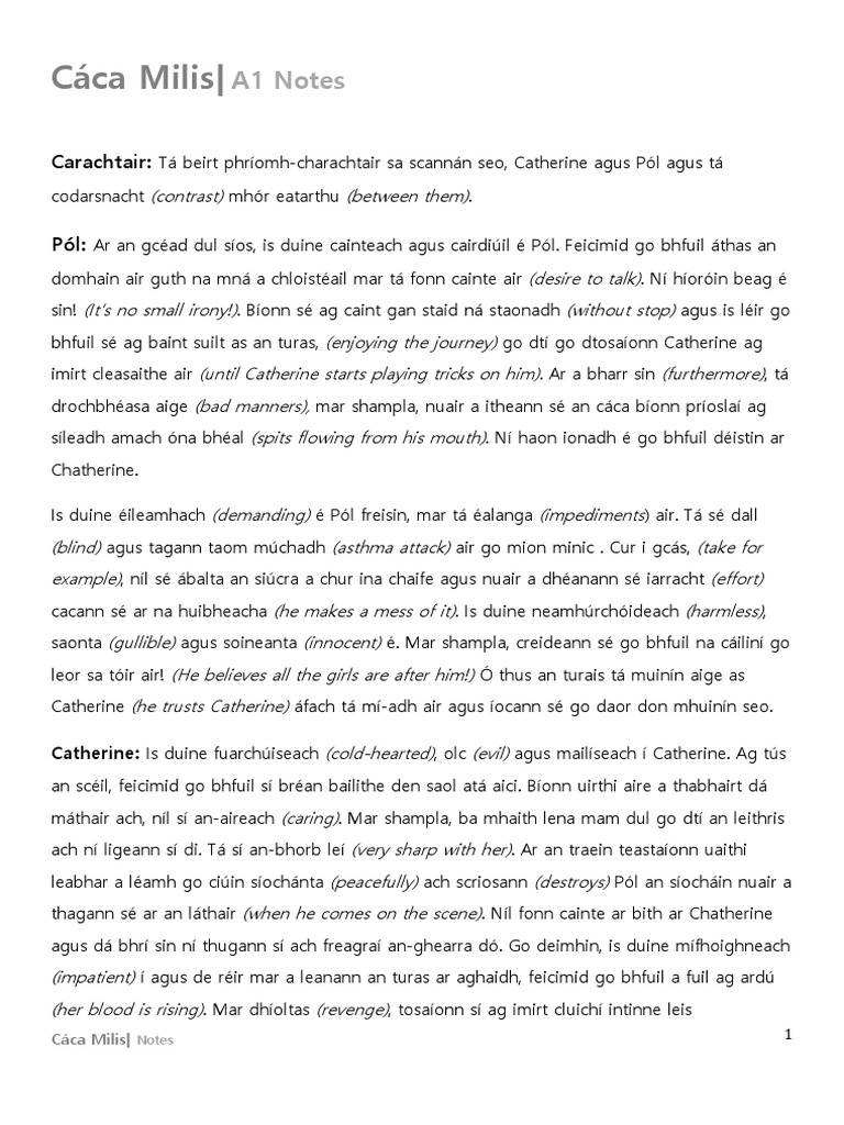 Caca Milis A1 Notes | PDF