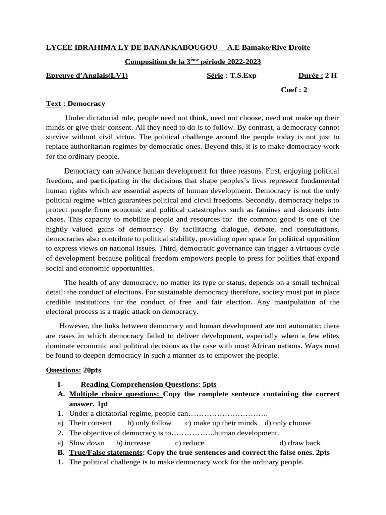 Compo 3rd Term TSExp LILY 23 | PDF | Democracy | Political Ideologies