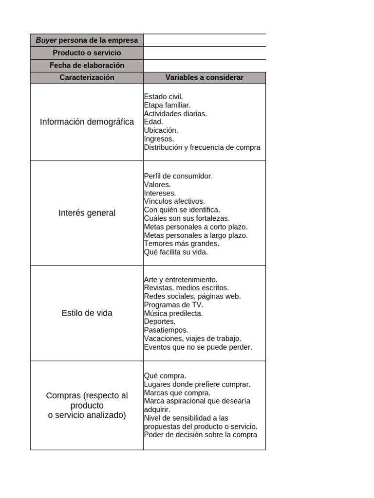 Perfil del Buyer Persona Detallado | PDF
