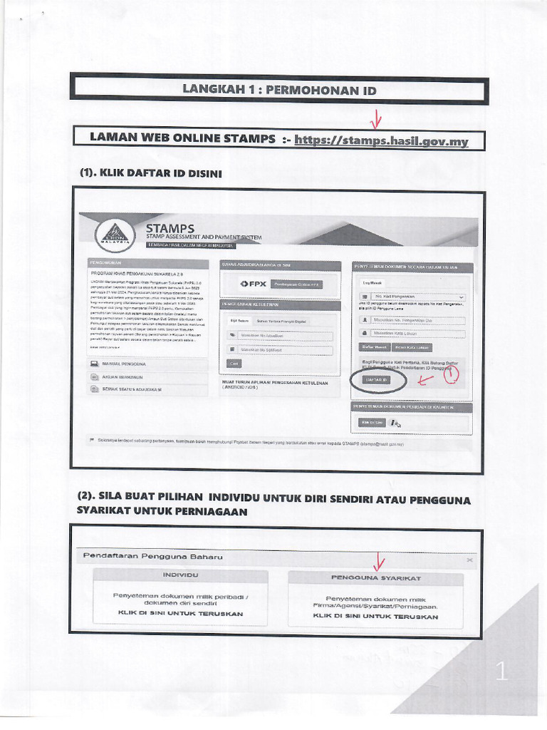 Pendaftaran Online Stamps LHDN Guide | PDF