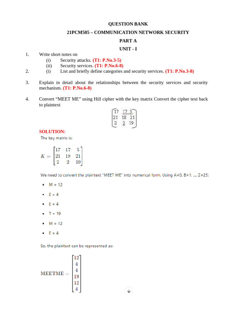 Communication Network Security Question Bank | PDF | I Pv6 | Encryption