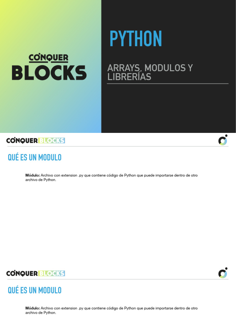 Clase 1 Teoria Arrays y Modulos Diapositivas | PDF | Archivo de computadora | Python (lenguaje ...