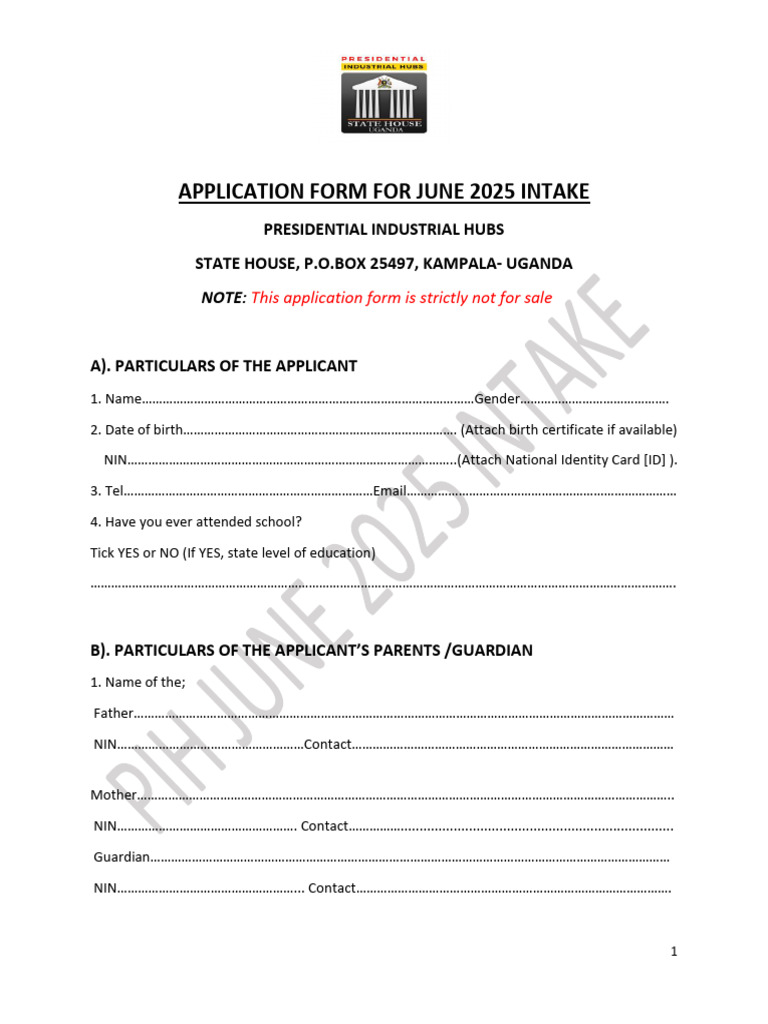Presidential Industrial Hubs Application 2025 | PDF
