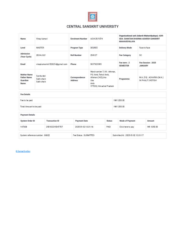 Samarth EGov | PDF | Payments | Services (Economics)